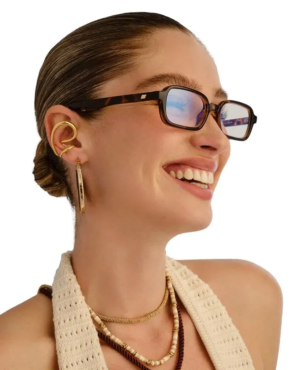 Le Specs Pilferer Rectangular Blue Light Glasses, 53mm - Tort