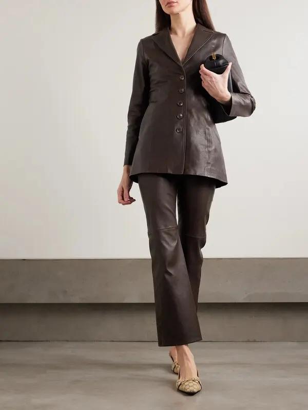 Nour Hammour Monica Paneled Leather Blazer