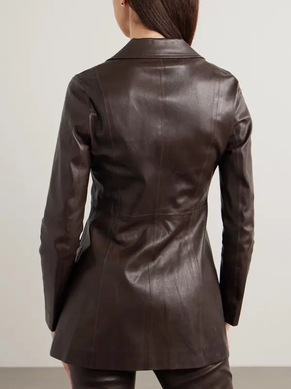 Nour Hammour Monica Paneled Leather Blazer