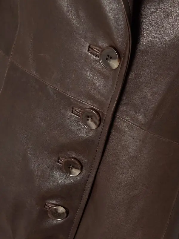 Nour Hammour Monica Paneled Leather Blazer