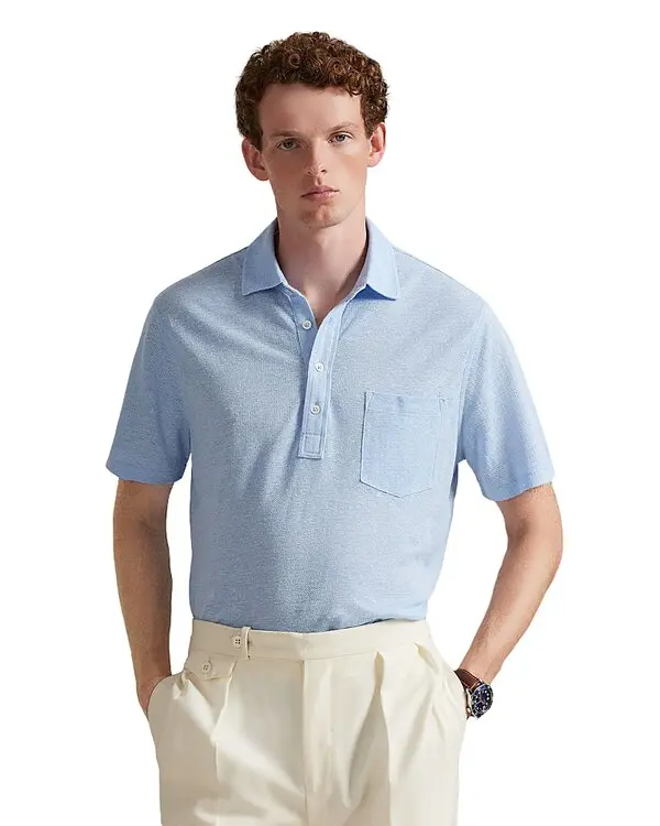 Polo Ralph Lauren Standard Fit Linen Pique Polo Shirt - Blue