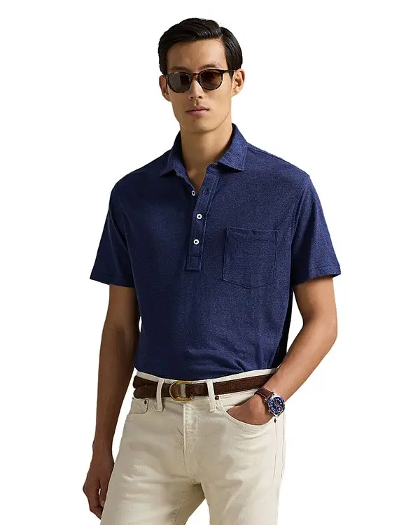 Polo Ralph Lauren Standard Fit Linen Pique Polo Shirt - Navy