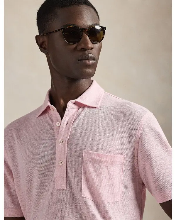 Polo Ralph Lauren Standard Fit Linen Pique Polo Shirt - Pink