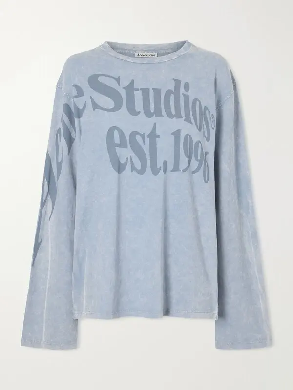 Acne Studios Printed Hemp And Cotton-blend Jersey T-shirt - Blue