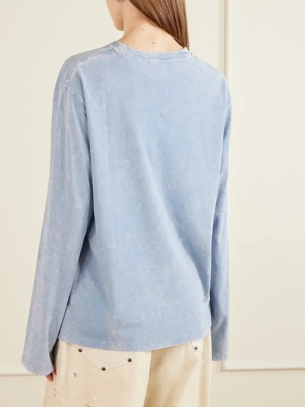 Acne Studios Printed Hemp And Cotton-blend Jersey T-shirt - Blue