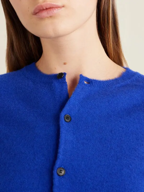 Auralee Brushed Cashmere And Cotton-blend Cardigan - Blue