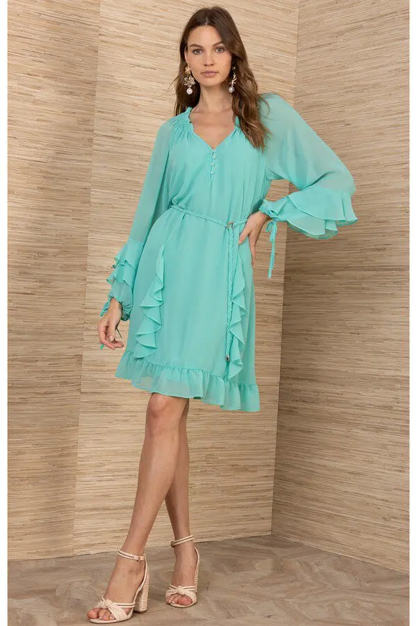 Hale Bob Benita Chiffon Solid Dress - Green