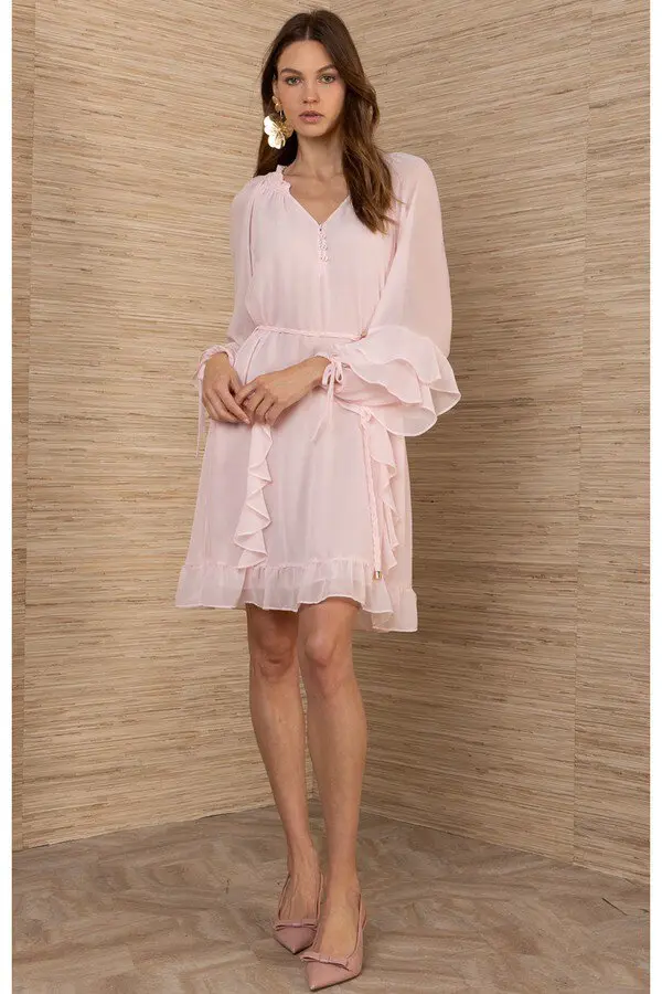 Hale Bob Benita Solid Chiffon Dress - Pink