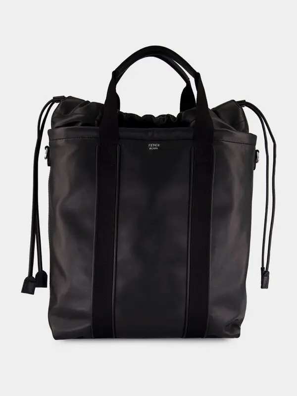 Fendi Flux Leather Shopping Bag - Black