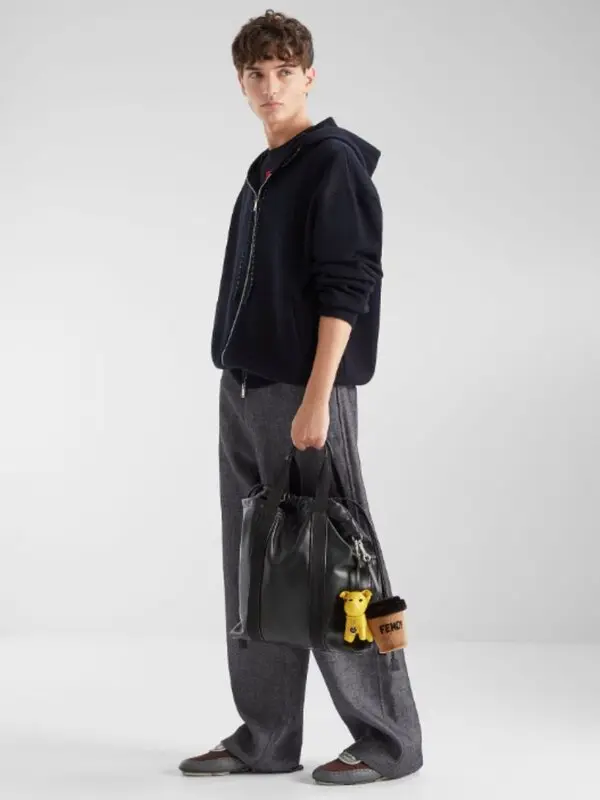 Fendi Flux Leather Shopping Bag - Black