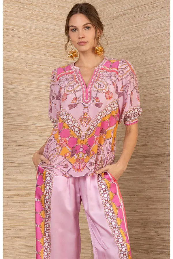 Hale Bob Roux Silk Blouse - Pink