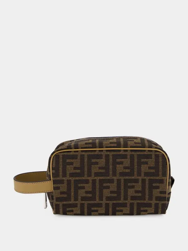 Fendi Ff Jacquard Small Toiletry Case - Brown