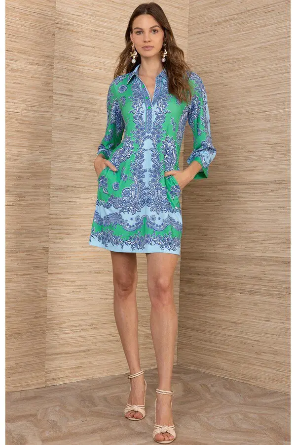 Hale Bob Marguerite Printed Jersey Dress - Green