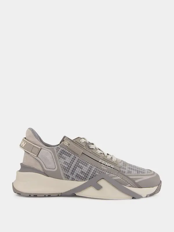 Fendi Flow Mesh And Suede Sneakers - Grey