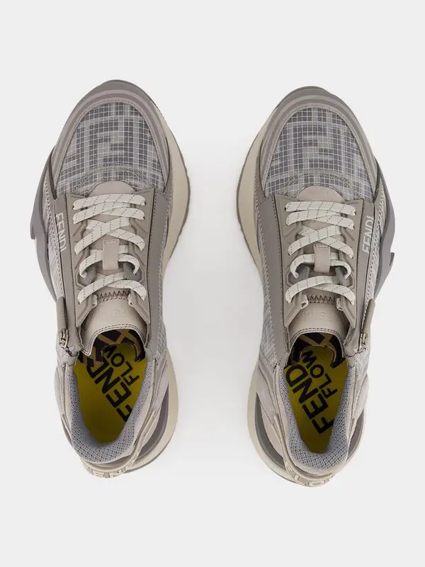 Fendi Flow Mesh And Suede Sneakers - Grey