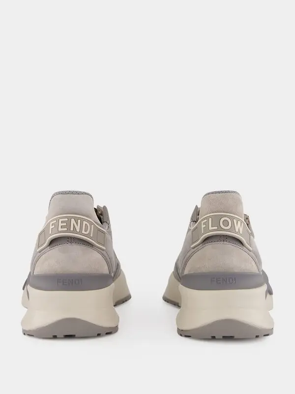 Fendi Flow Mesh And Suede Sneakers - Grey