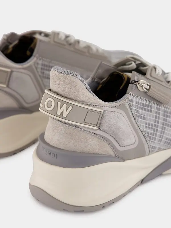 Fendi Flow Mesh And Suede Sneakers - Grey