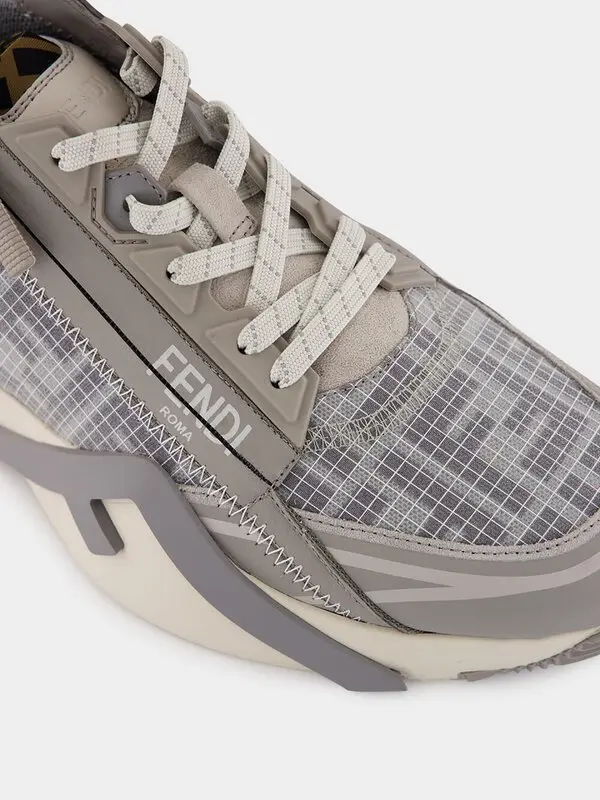Fendi Flow Mesh And Suede Sneakers - Grey