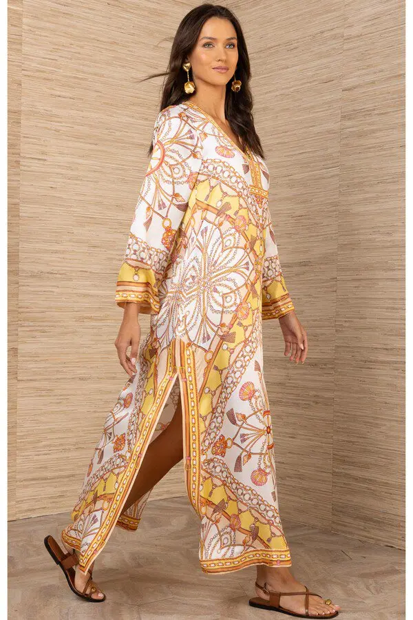 Hale Bob Laylani Charmeuse Caftan Dress - Gold