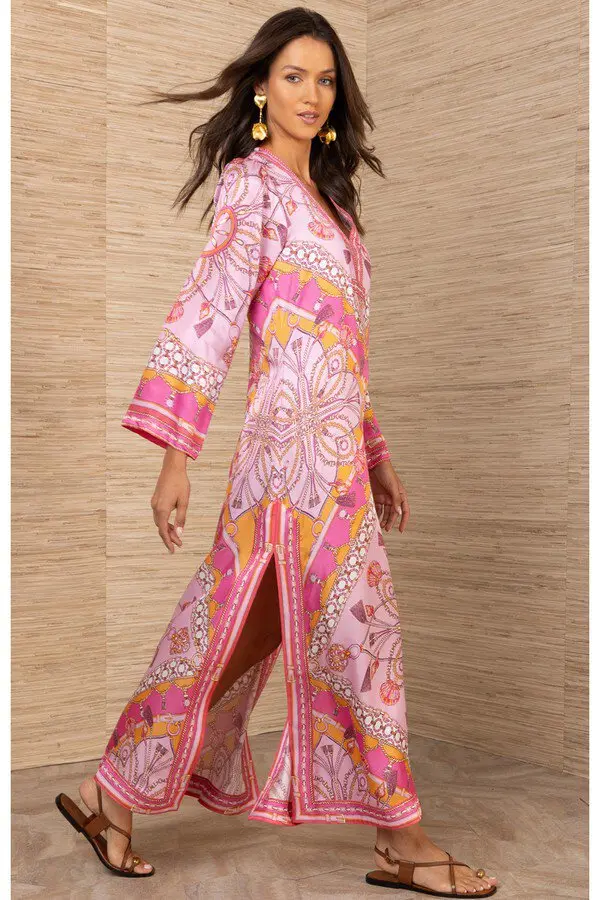 Hale Bob Laylani Charmeuse Caftan Dress - Pink