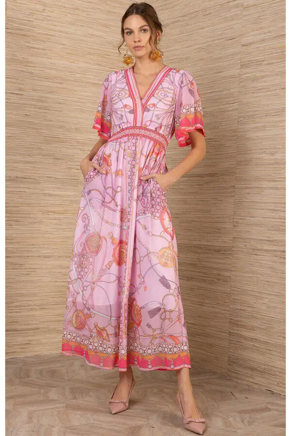 Hale Bob Neve Chiffon Maxi Dress - Pink