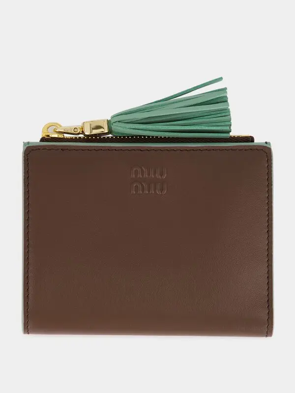Miu Miu Burnt And Aquamarine Small Leather Wallet - Brown
