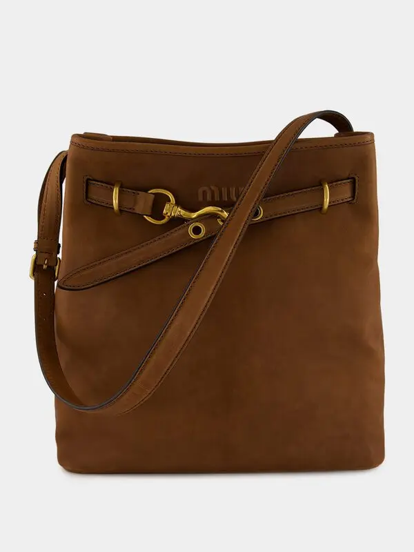 Miu Miu Nappa Leather Bucket Bag - Brown