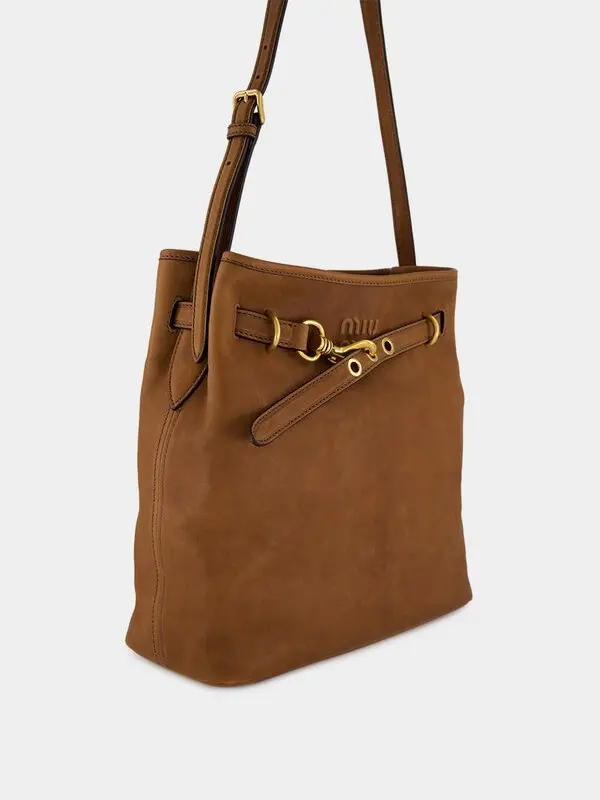 Miu Miu Nappa Leather Bucket Bag - Brown
