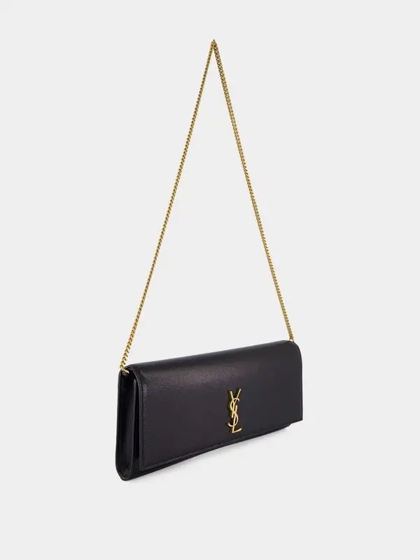 Saint Laurent Kate Clutch In Grain De Poudre Leather - Black