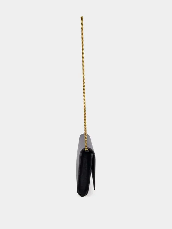 Saint Laurent Kate Clutch In Grain De Poudre Leather - Black