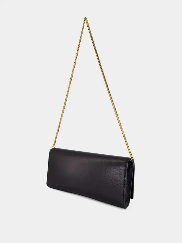 Saint Laurent Kate Clutch In Grain De Poudre Leather - Black