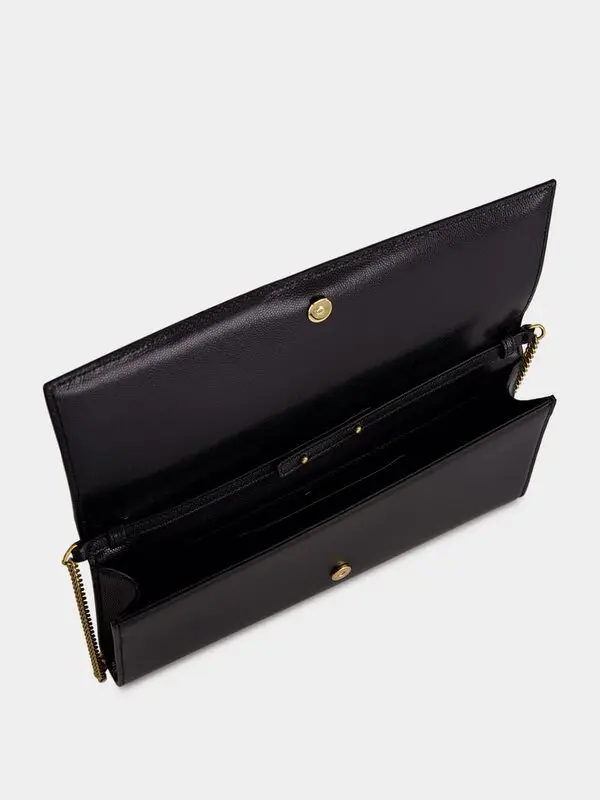 Saint Laurent Kate Clutch In Grain De Poudre Leather - Black