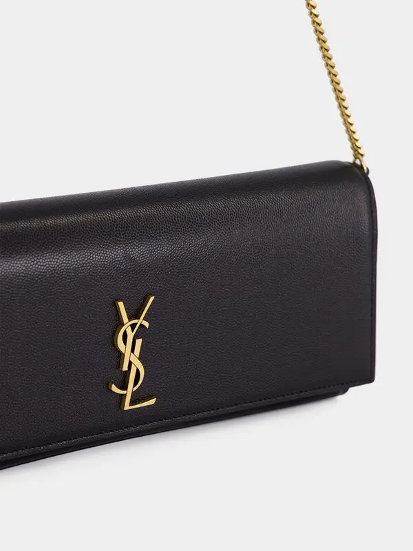 Saint Laurent Kate Clutch In Grain De Poudre Leather - Black