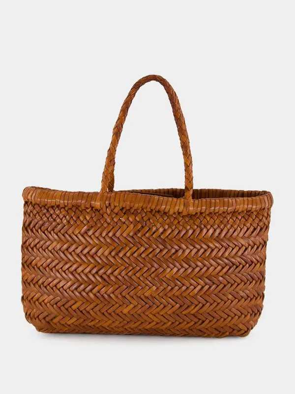 Dragon Diffusion Mini Flat Gora Tan Woven Bag - Brown