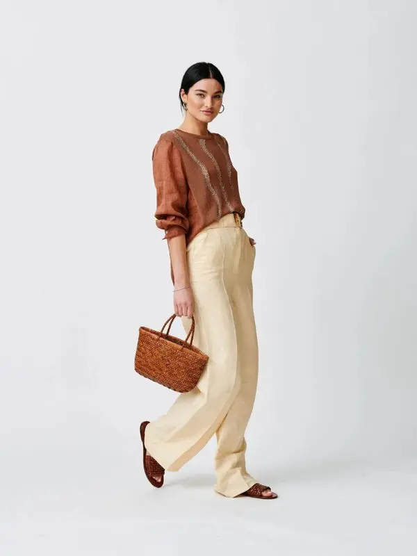 Dragon Diffusion Mini Flat Gora Tan Woven Bag - Brown
