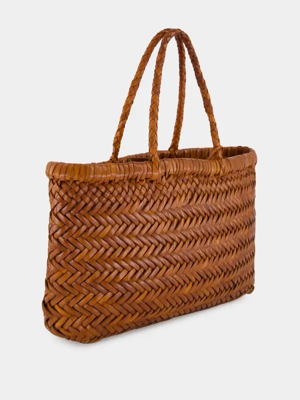 Dragon Diffusion Mini Flat Gora Tan Woven Bag - Brown