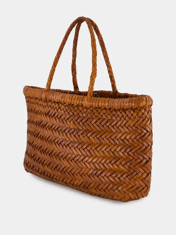 Dragon Diffusion Mini Flat Gora Tan Woven Bag - Brown