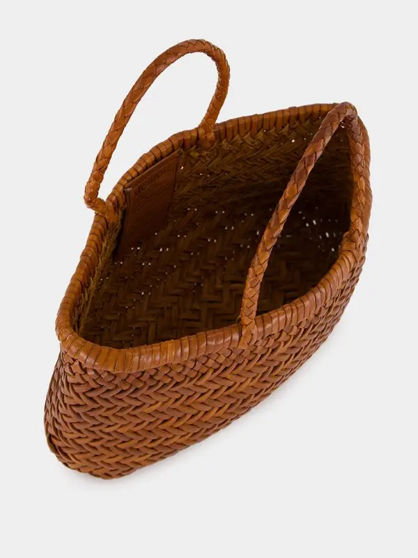 Dragon Diffusion Mini Flat Gora Tan Woven Bag - Brown