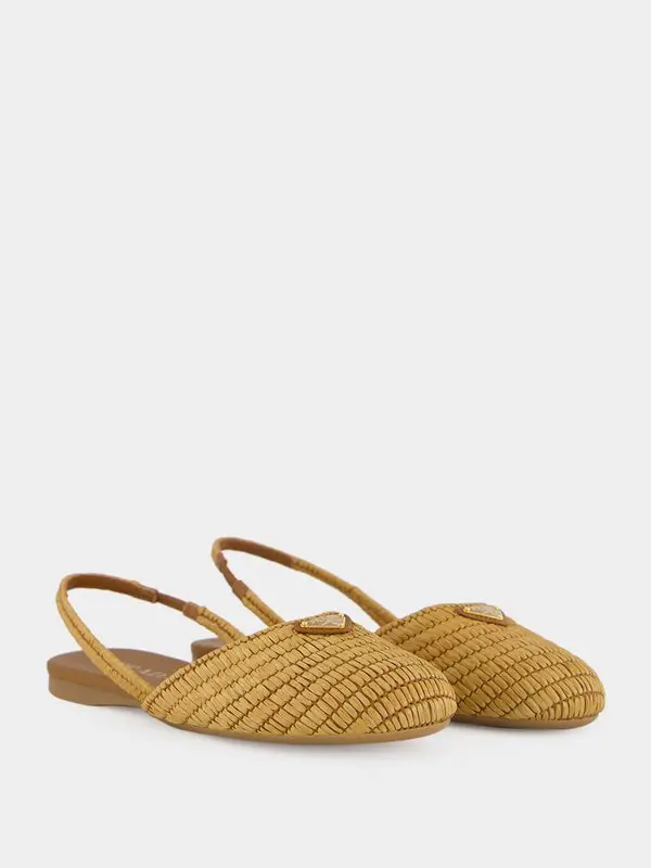Prada Crochet Slingback Ballerinas - Beige