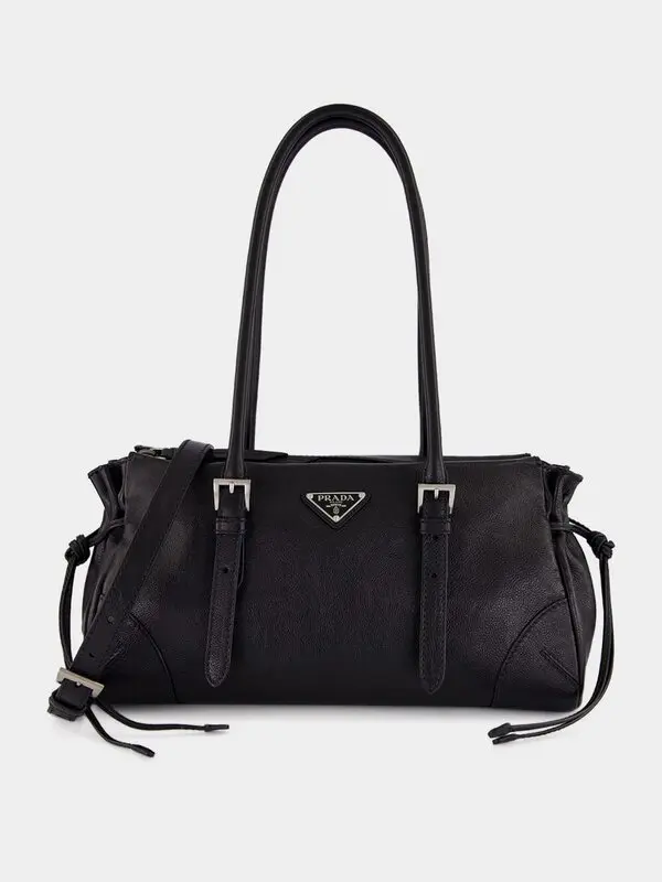 Prada Medium Leather Tote - Black