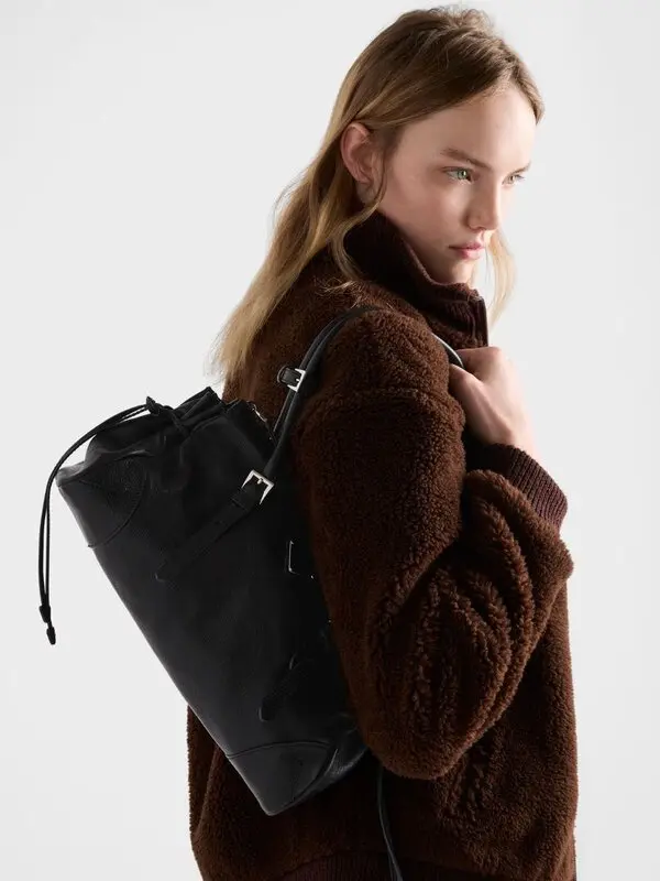 Prada Medium Leather Tote - Black