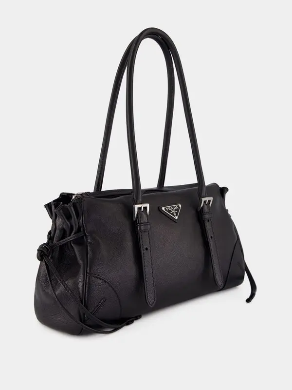 Prada Medium Leather Tote - Black