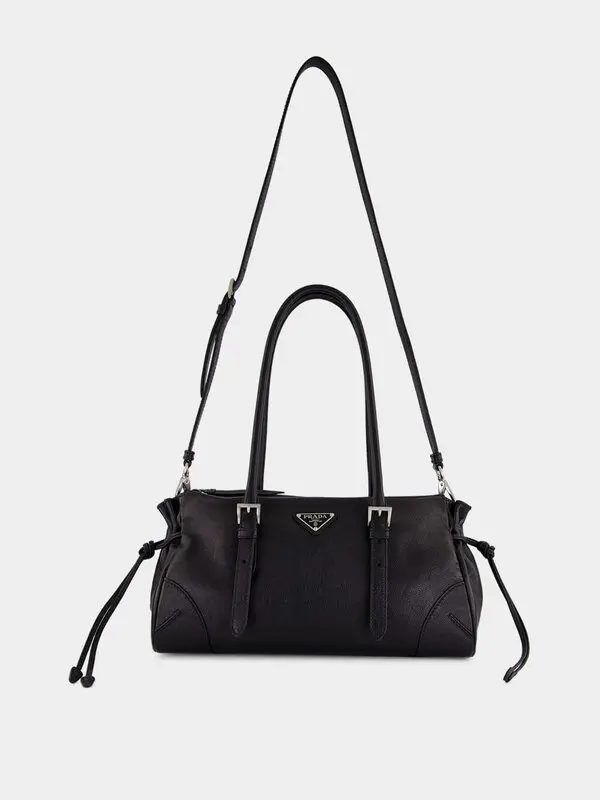 Prada Medium Leather Tote - Black