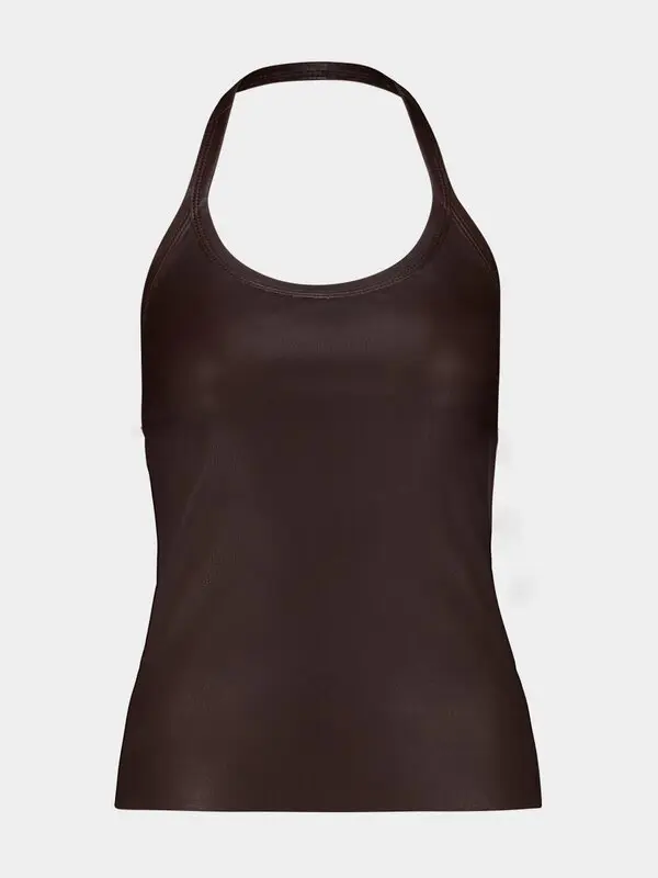 Stouls Leather Halter Top - Grey