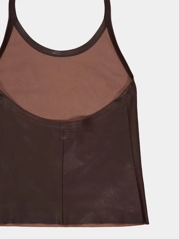 Stouls Leather Halter Top - Grey