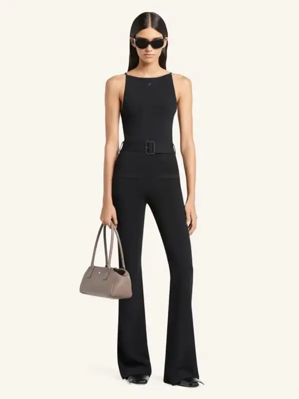 COURREGES Belted Knit Jumpsuit - Black