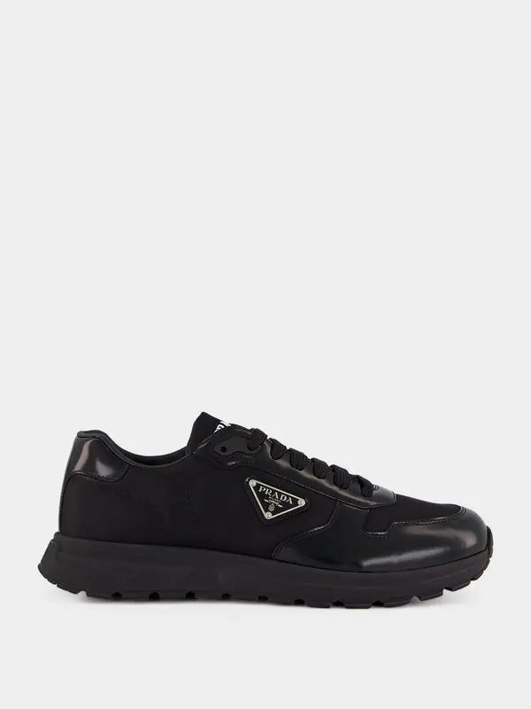 Prada Prax 01 Re-nylon And Brushed Leather Sneakers - Black