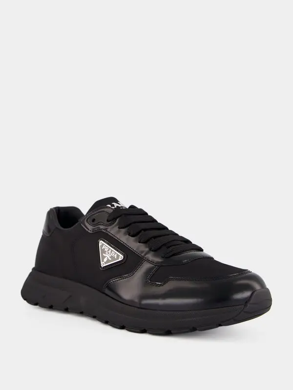 Prada Prax 01 Re-nylon And Brushed Leather Sneakers - Black