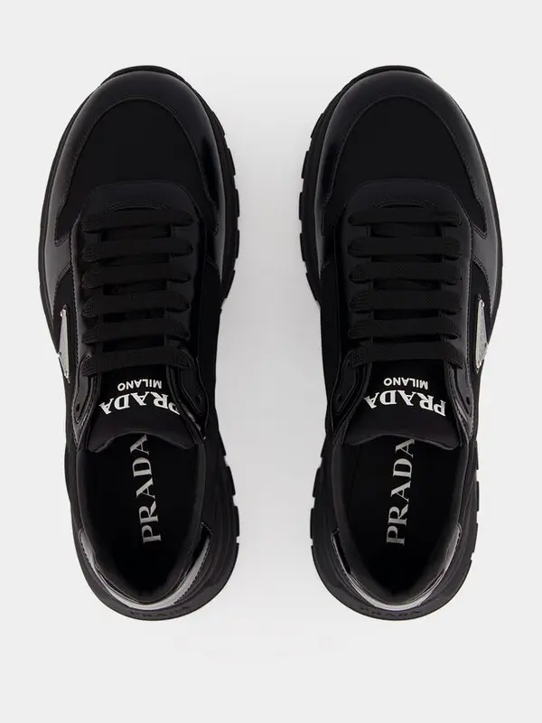Prada Prax 01 Re-nylon And Brushed Leather Sneakers - Black