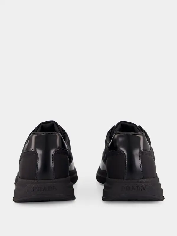 Prada Prax 01 Re-nylon And Brushed Leather Sneakers - Black